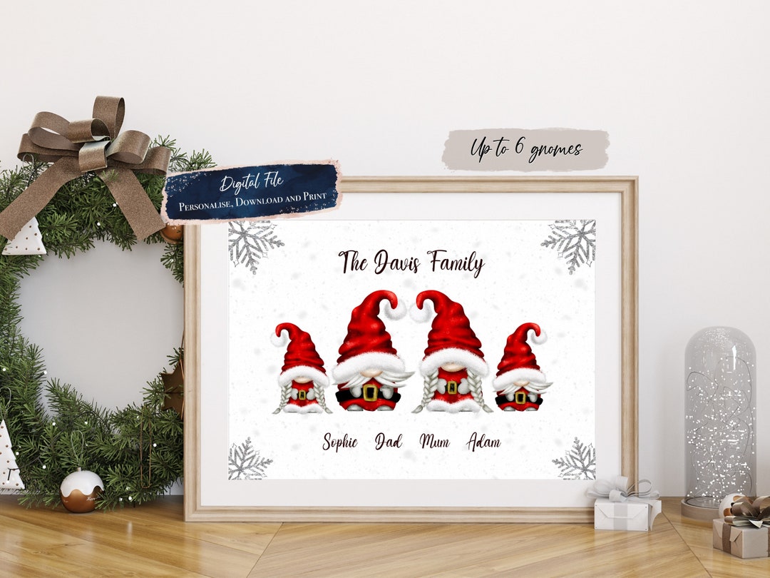 Personalised Gnomes Family Print, Christmas Home Décor, Gonk Poster ...