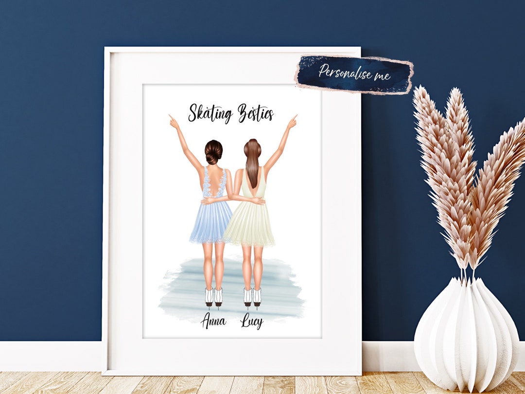 Personalised Figure Skater Print, Best Friend Portrait, Ice Skater ...