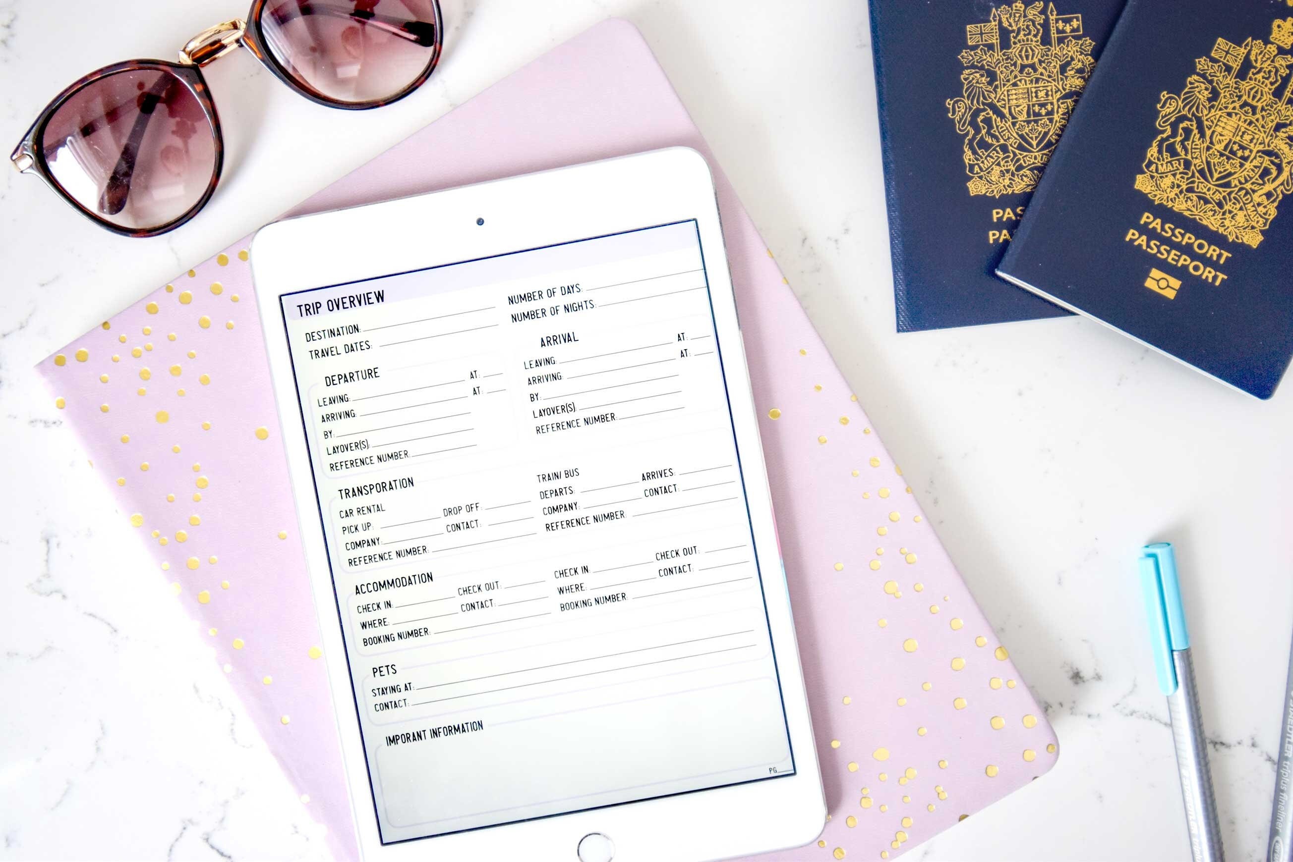 Digital Travel Planner & Journal Bundle | Travel Journal Vacation ...
