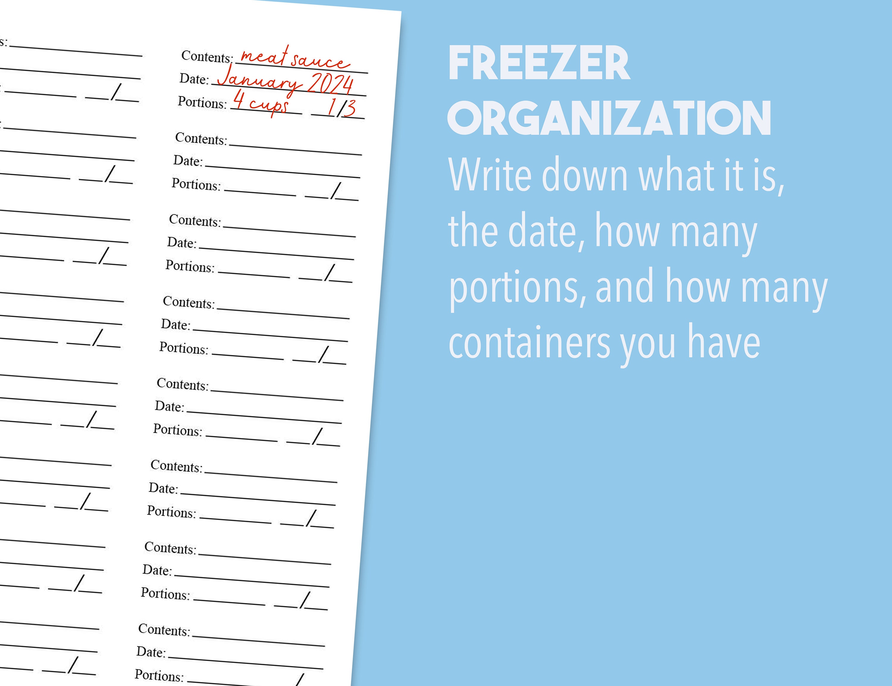 Meal Prep Food Labels Printable PDF | Fridge & Freezer Organization ...