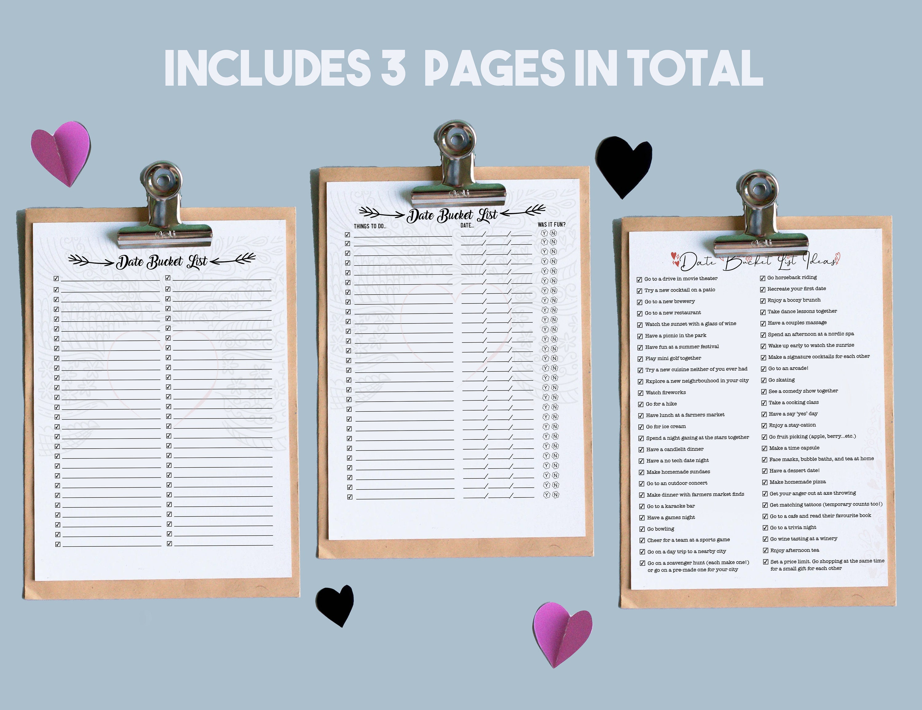 52 Date Night Ideas with Blank Template to Add Your Own Date Ideas Date ...