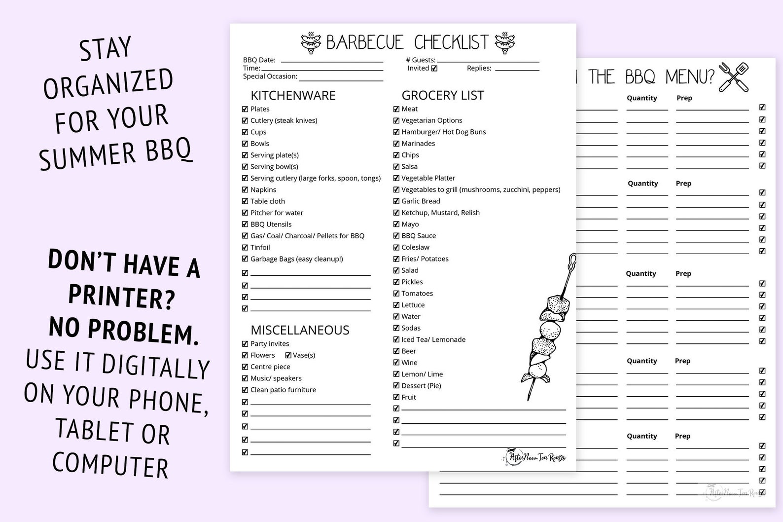 Summer BBQ Checklist | Fathers Day Barbecue Planner | Guest List ...