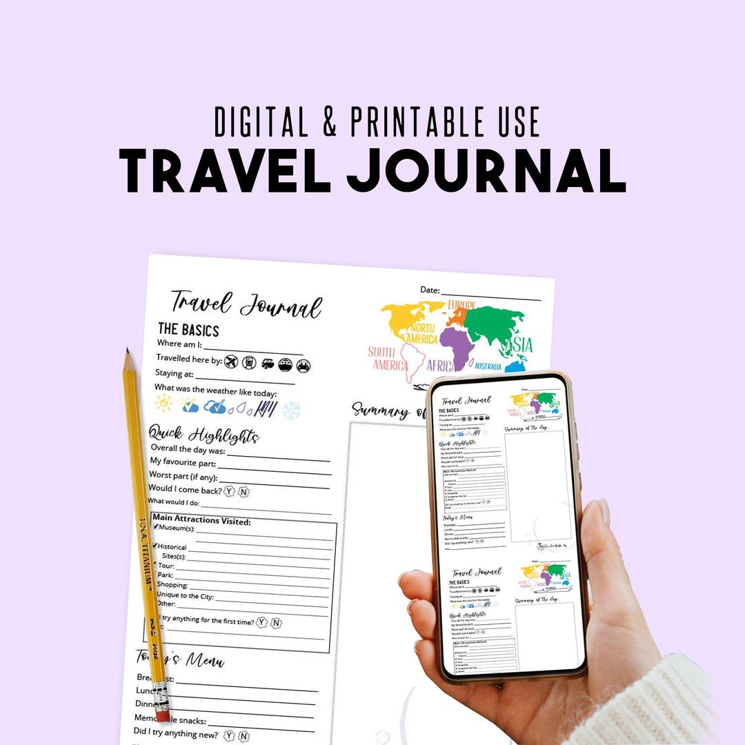 Printable Travel Journal With Writing Prompts | Keepsake Travel Diary ...