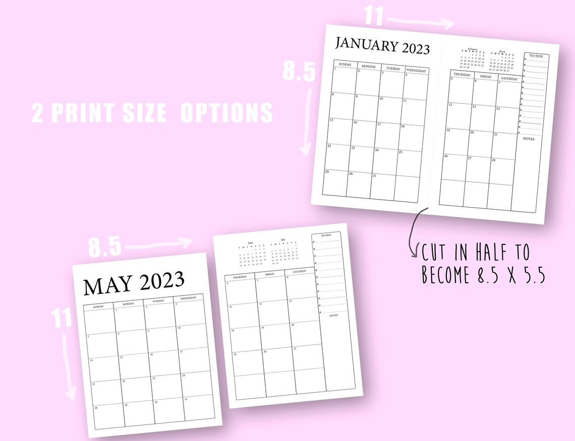 Minimalist 2023 Monthly Calendar Editable & Printable Sunday - Etsy Canada