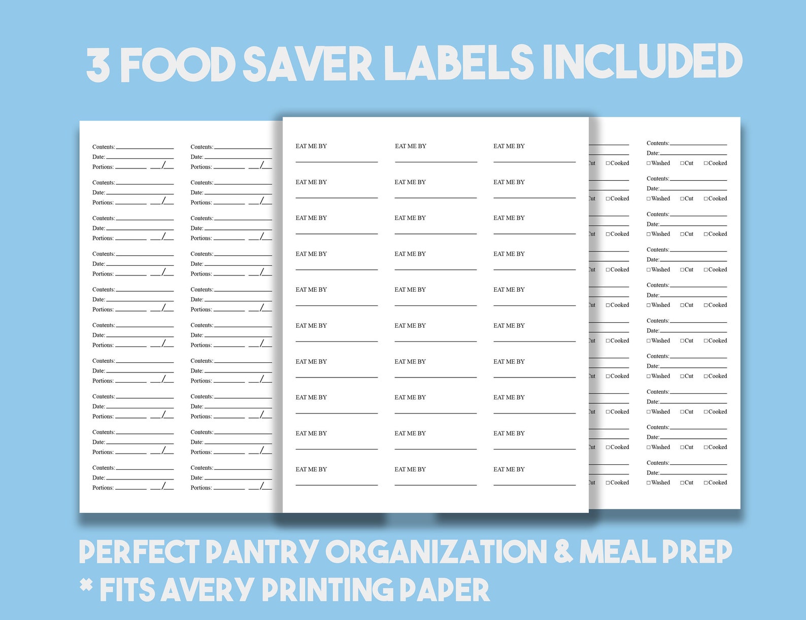 Complete Meal Plan Printable PDF With Labels | Zero Food Waste ...