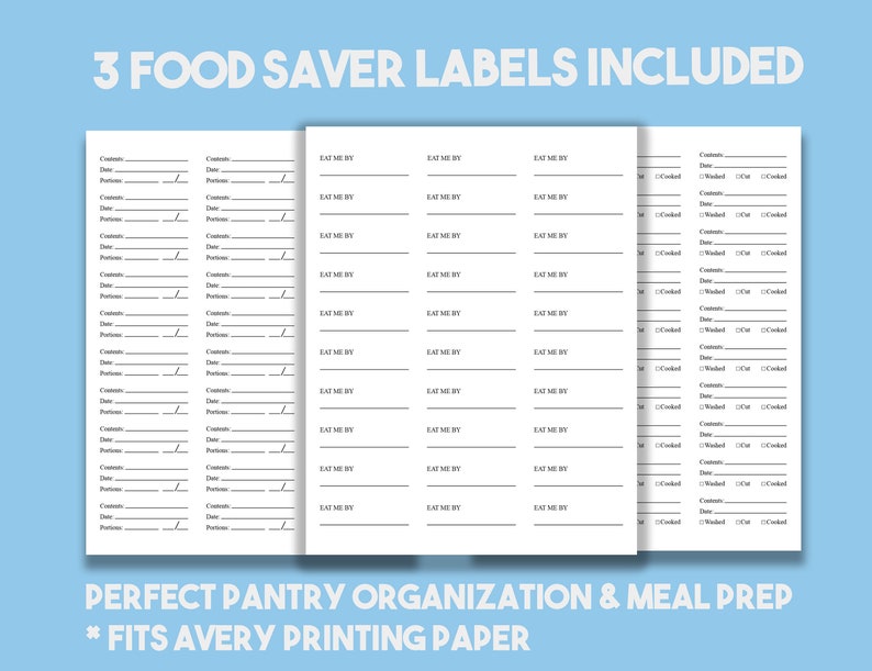 Complete Meal Plan Printable PDF With Labels | Zero Food Waste ...