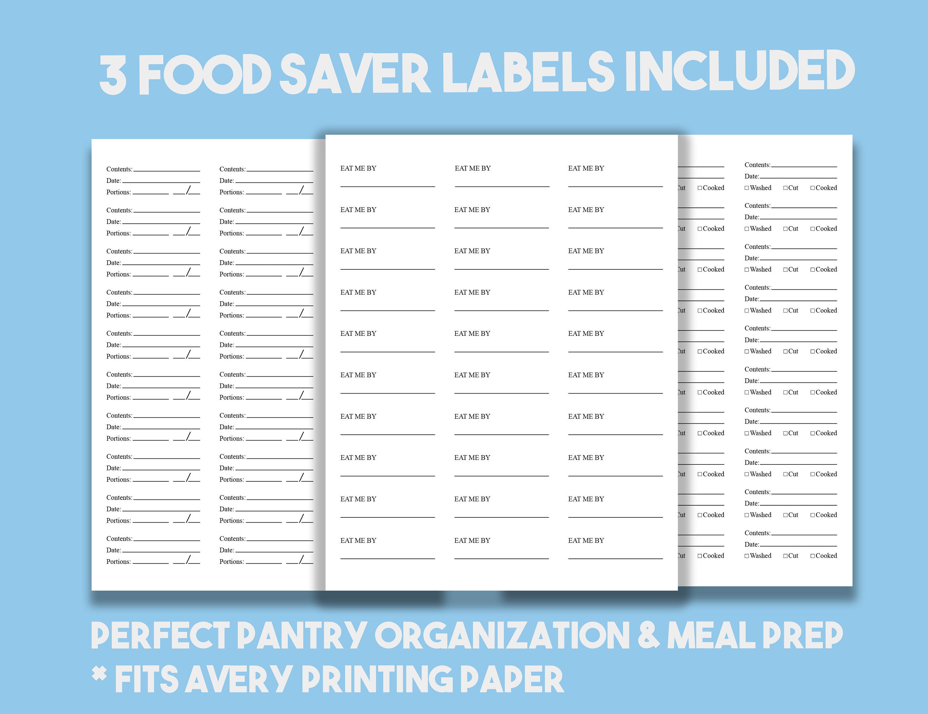 Complete Meal Plan Printable PDF With Labels | Zero Food Waste ...