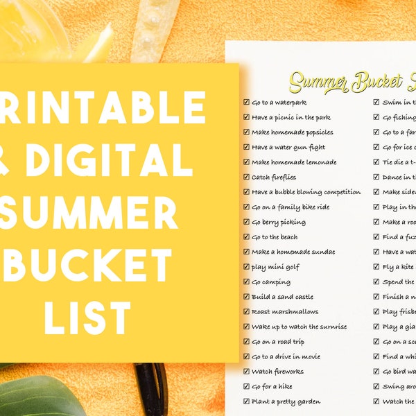 Blank Summer Bucket List Template - Etsy