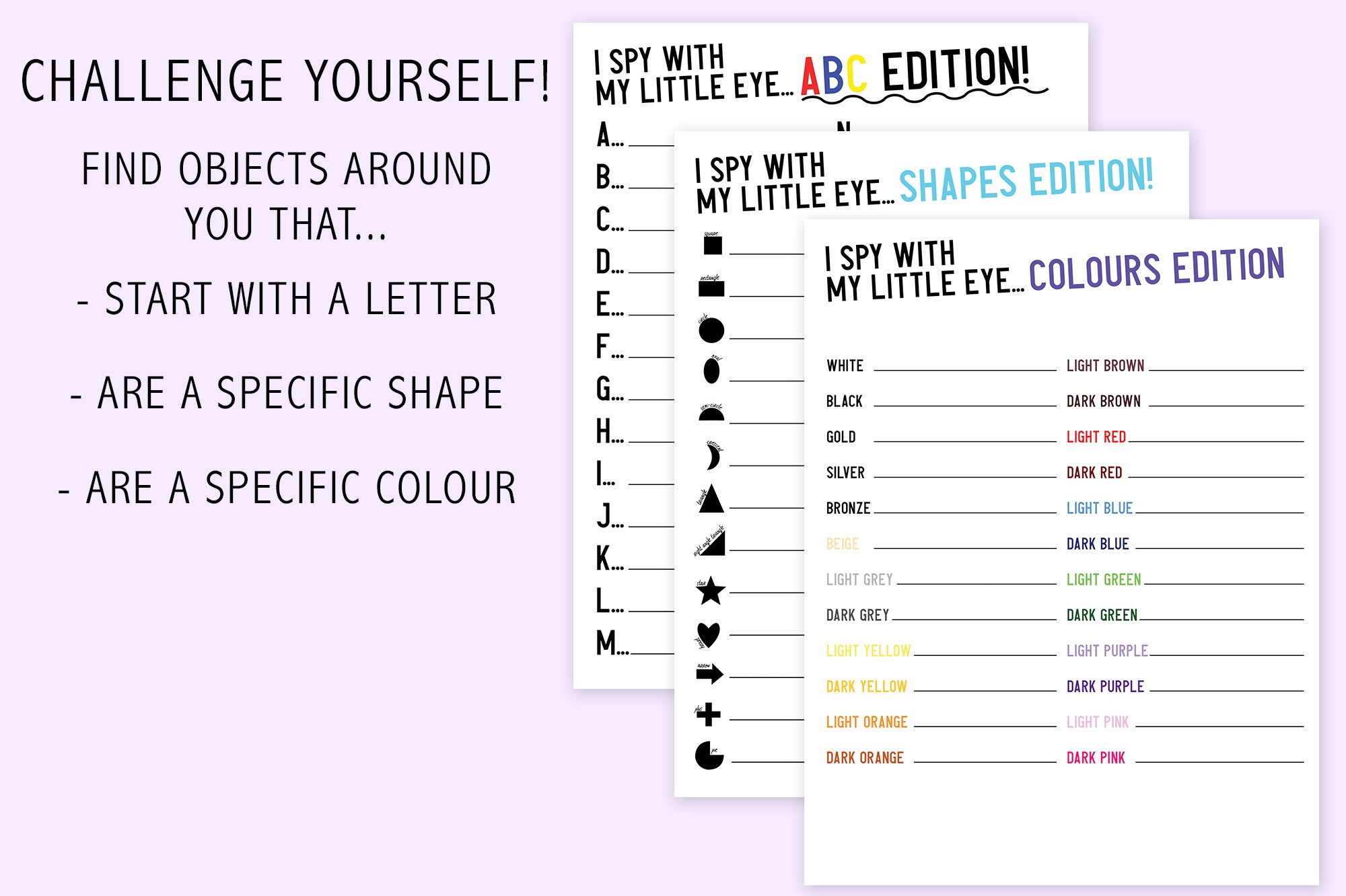 Printable Travel Bundle for Kids: I Spy Checklists - Etsy