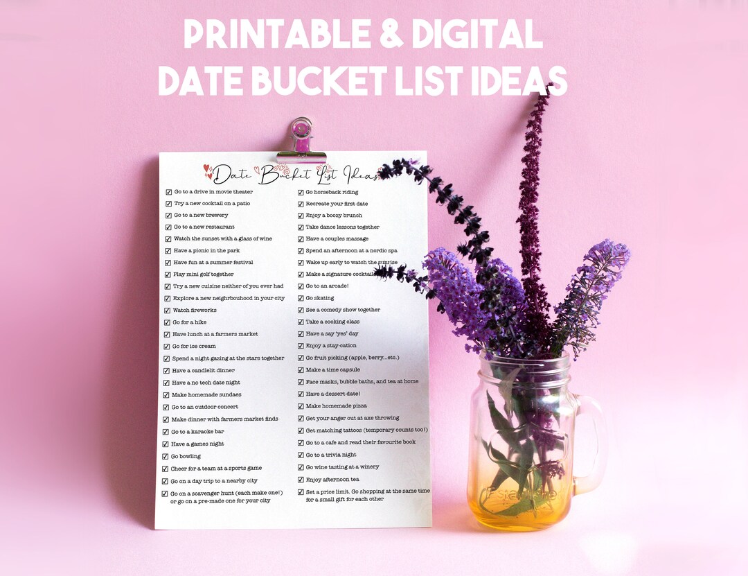 52 Date Night Ideas with Blank Template to Add Your Own Date Ideas Date ...