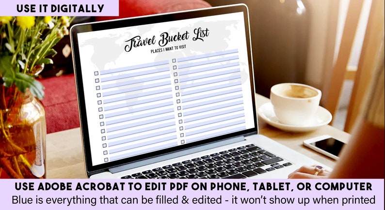 Travel Bucket List Printable Templates, Digital Download, Travel to Do ...