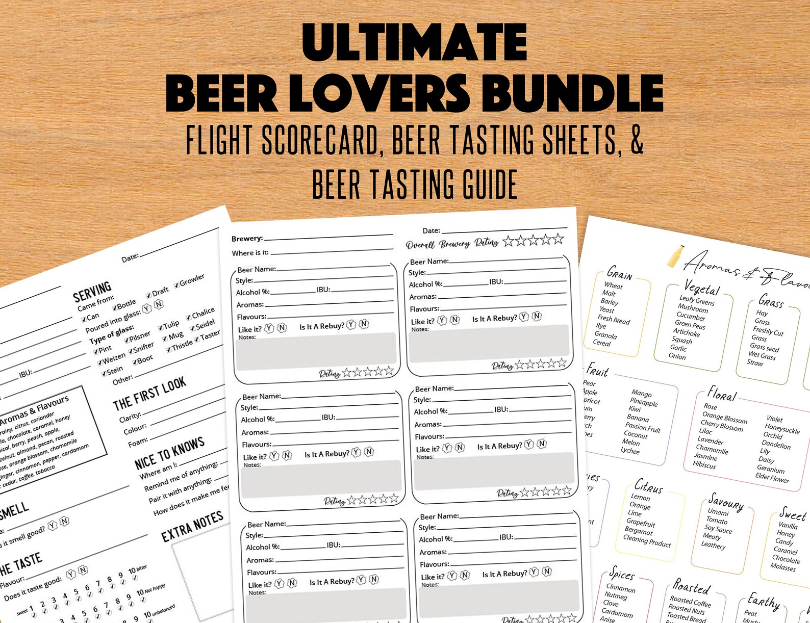 Ultimate Digital Beer Lovers BUNDLE | Beer Tasting Flight Scorecard ...