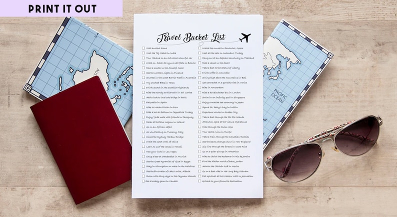 Travel Bucket List Bundle: Printable Checklist & Blank Templates ...