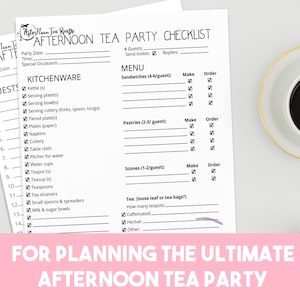 Afternoon Tea Party Checklist | Guest List Checklist | Printable ...