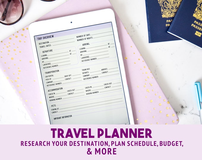Digital Travel Planner & Journal Bundle | Travel Journal Vacation ...