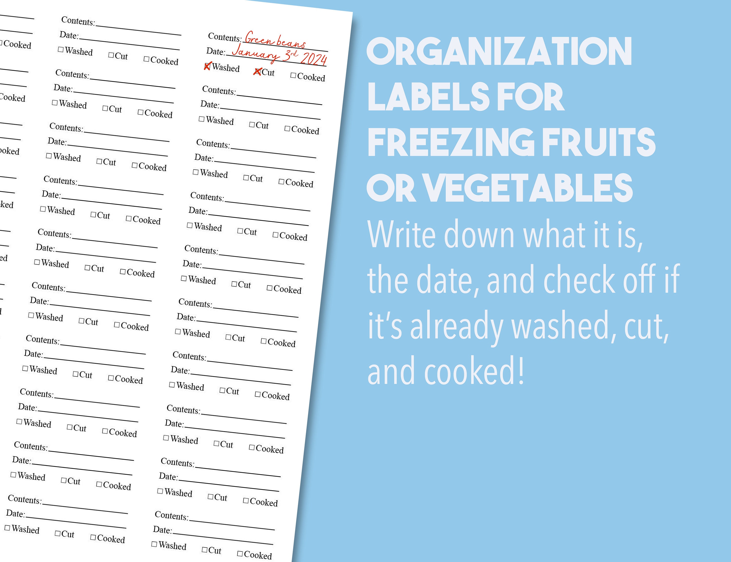 Meal Prep Food Labels Printable PDF | Fridge & Freezer Organization ...
