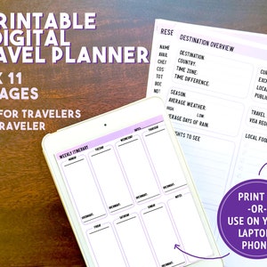 Digital Travel Planner & Journal Bundle | Travel Journal Vacation ...