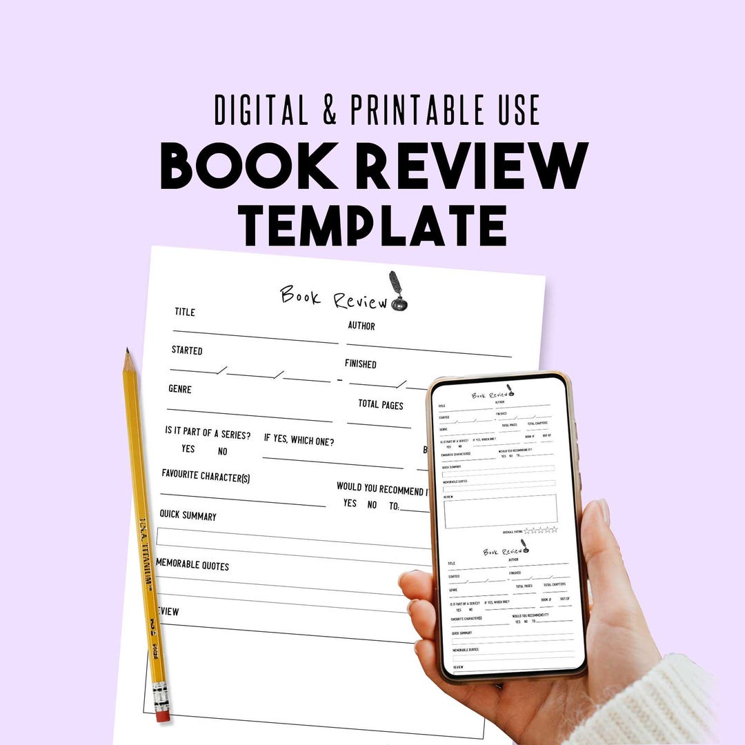 Book Review Template | Printable Reading Journal | Rate Books You Read ...