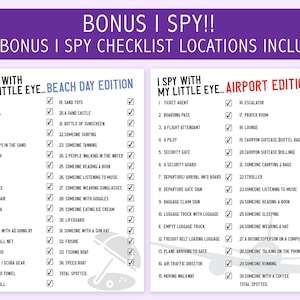 Printable Travel Bundle for Kids: I Spy Checklists - Etsy