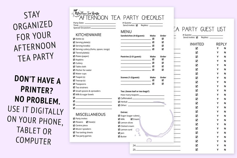 Tea Lovers Printable Bundle: Tea Tasting Journal & Afternoon Tea Party ...