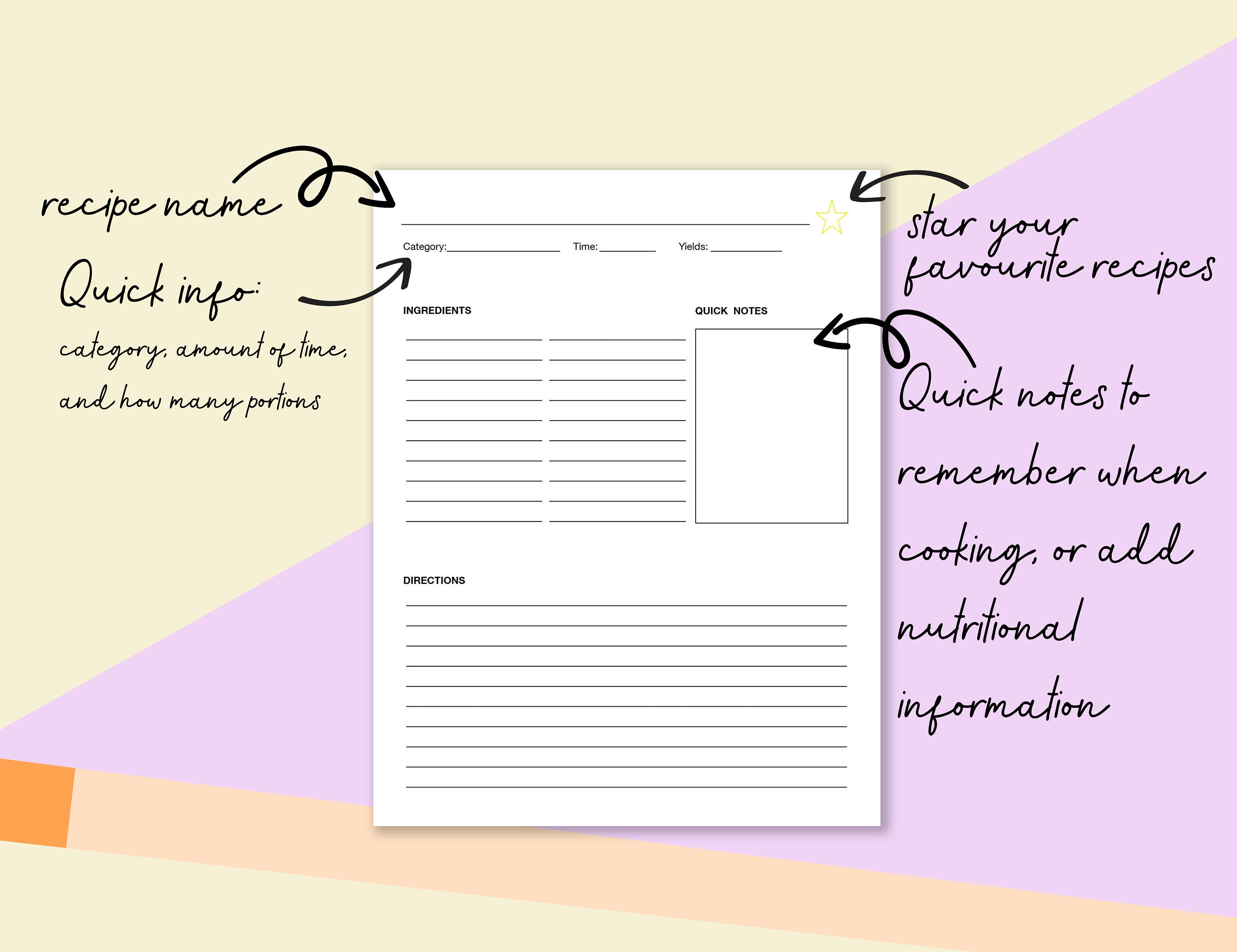 Recipe Book Printable PDF Template | Fill in Your Own Recipes | Recipe ...