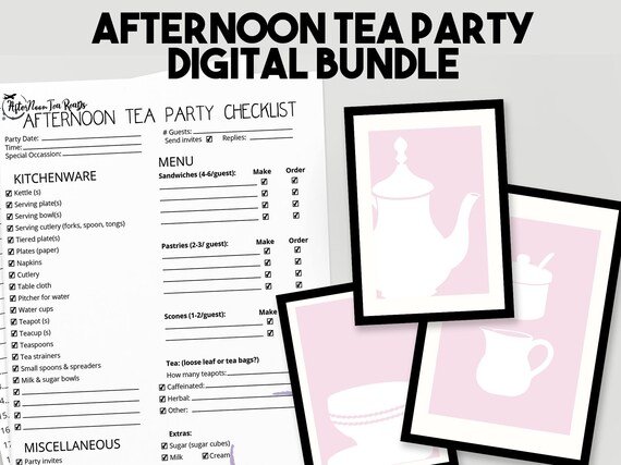 Ultimate High Tea Party Bundle Tea Party Checklist Prints - Etsy