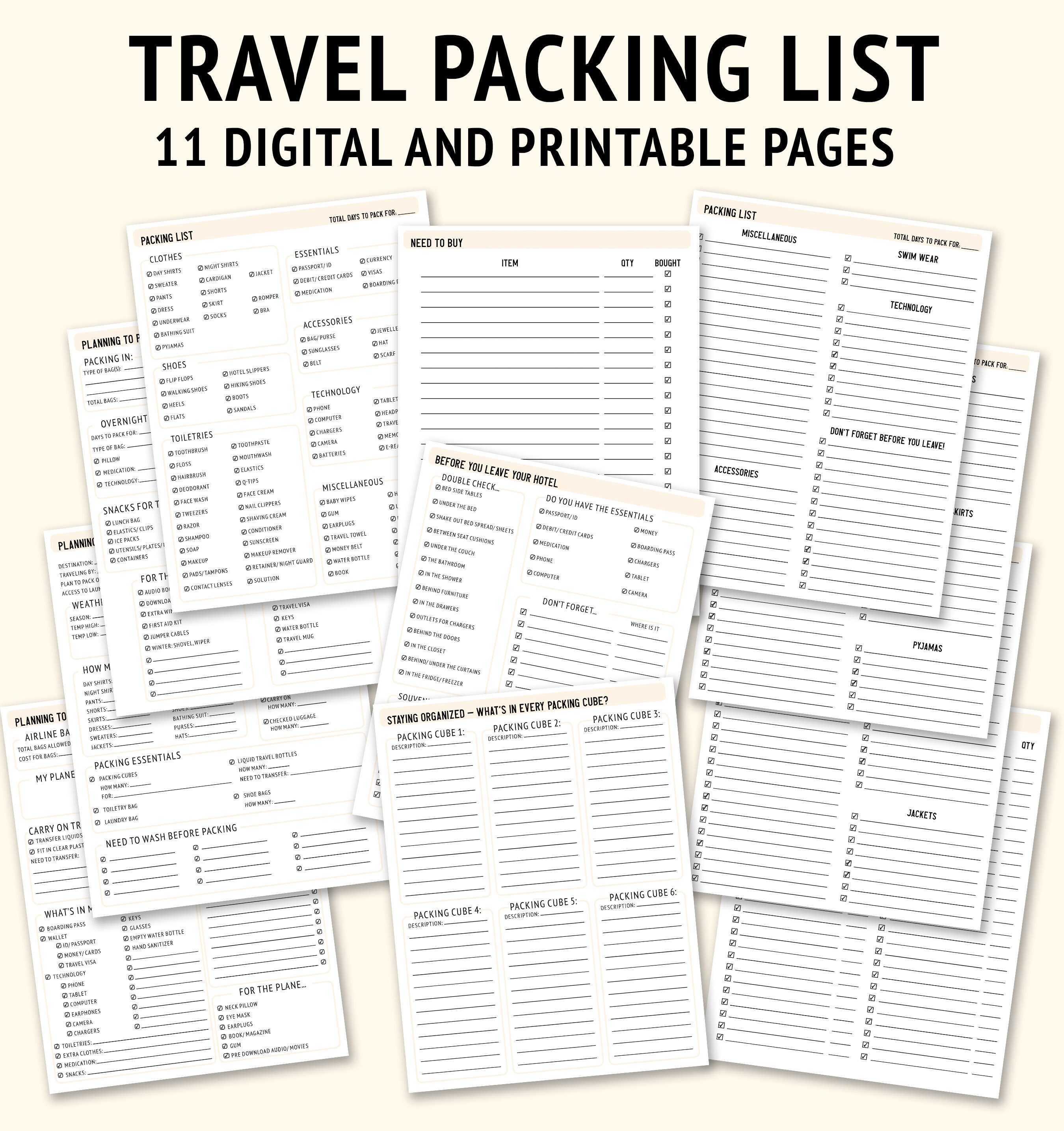 Ultimate Travel Digital Bundle Travel Journal Trip Planner Packing ...