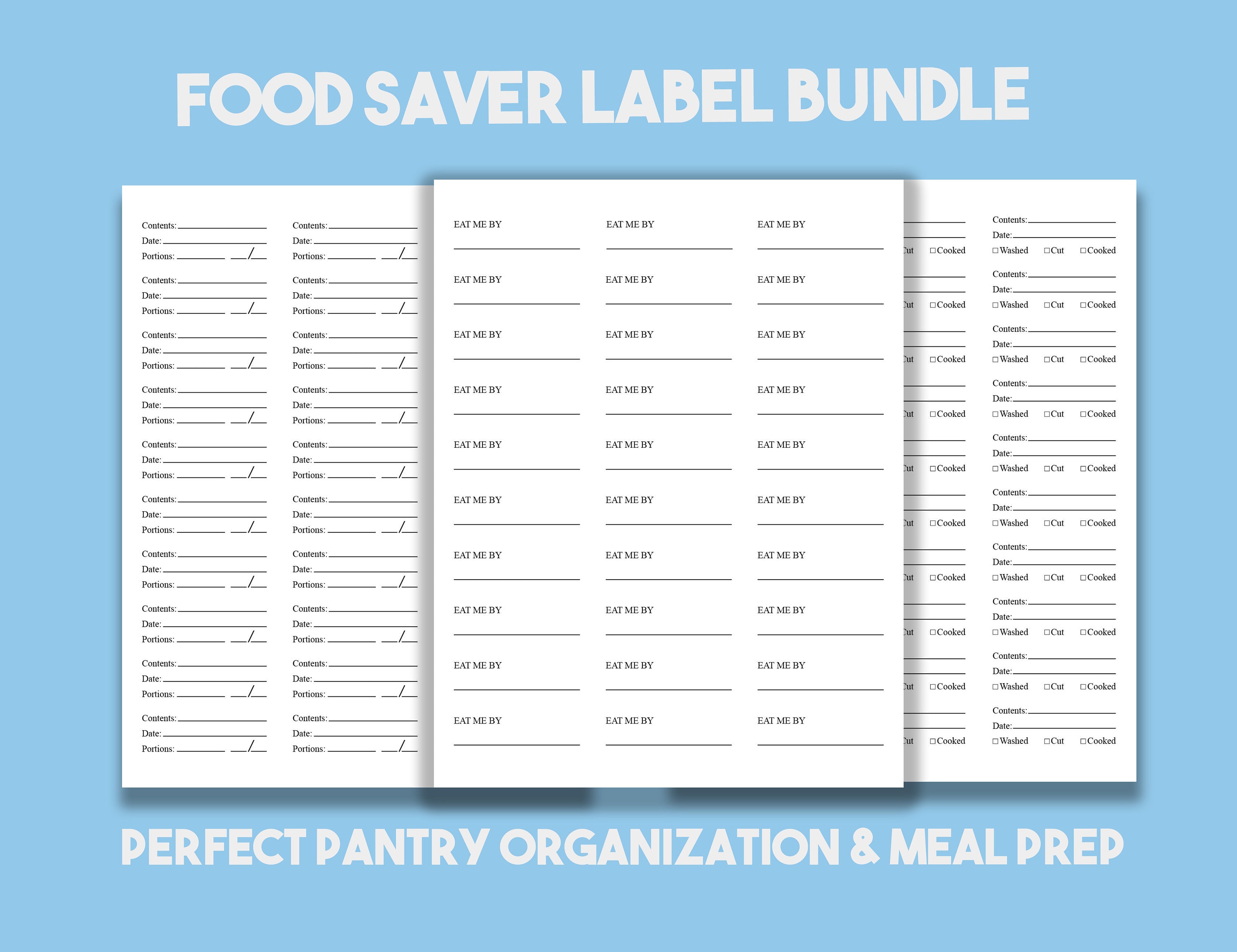 BUNDLE Food Labels Printable PDF | Expiration Date Food Labels AND Meal ...
