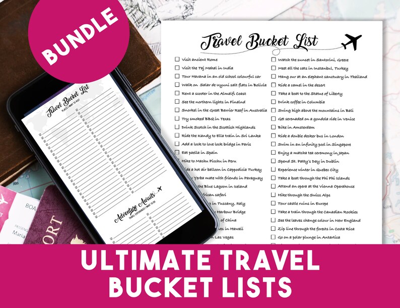 Printable Travel Bucket List Bundle: Asia, Europe, Americas (digital ...