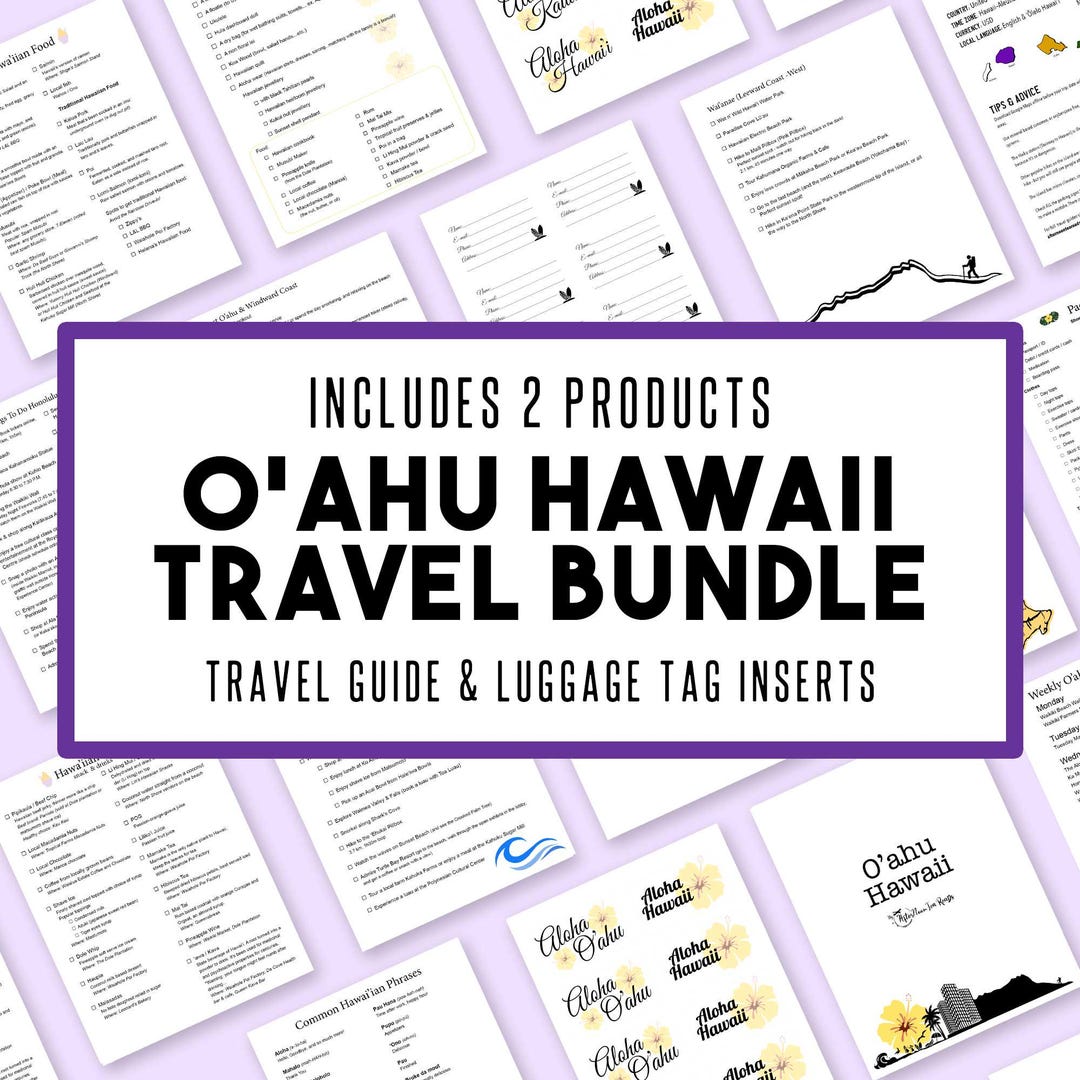 O'ahu Hawaii Travel Bundle: Planner & Aloha Luggage Tags (digital ...