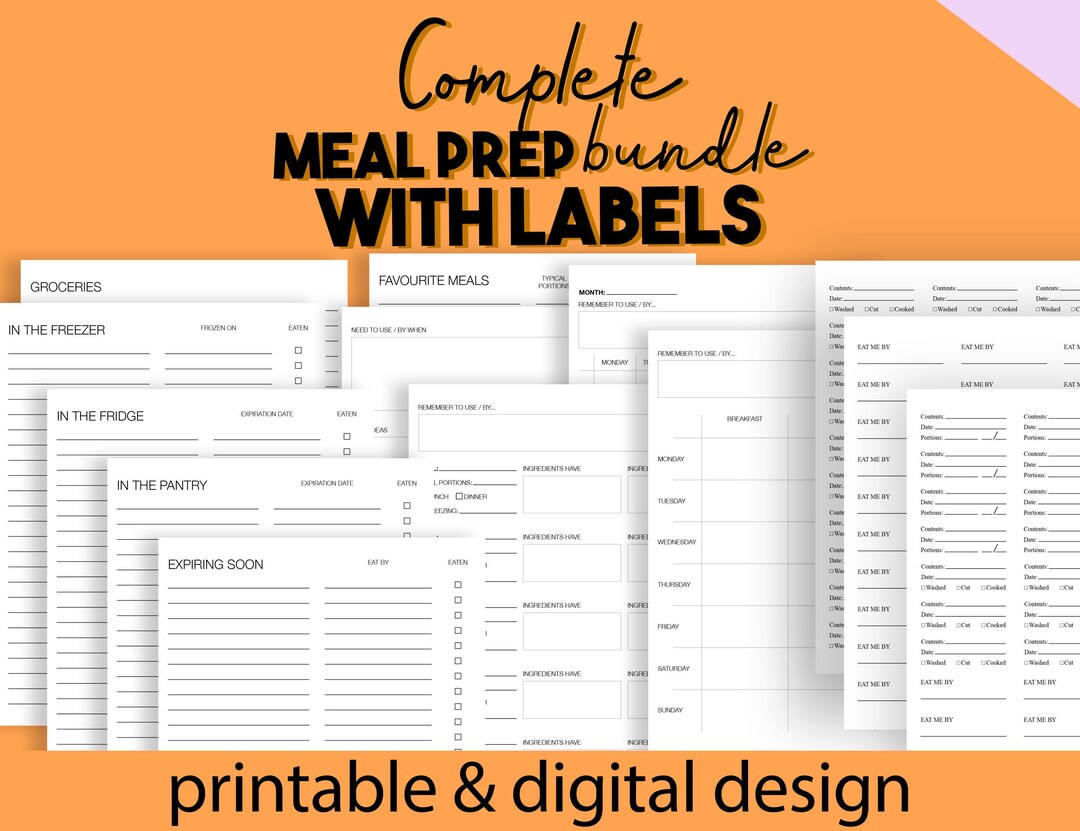 Complete Meal Plan Printable PDF With Labels | Zero Food Waste ...