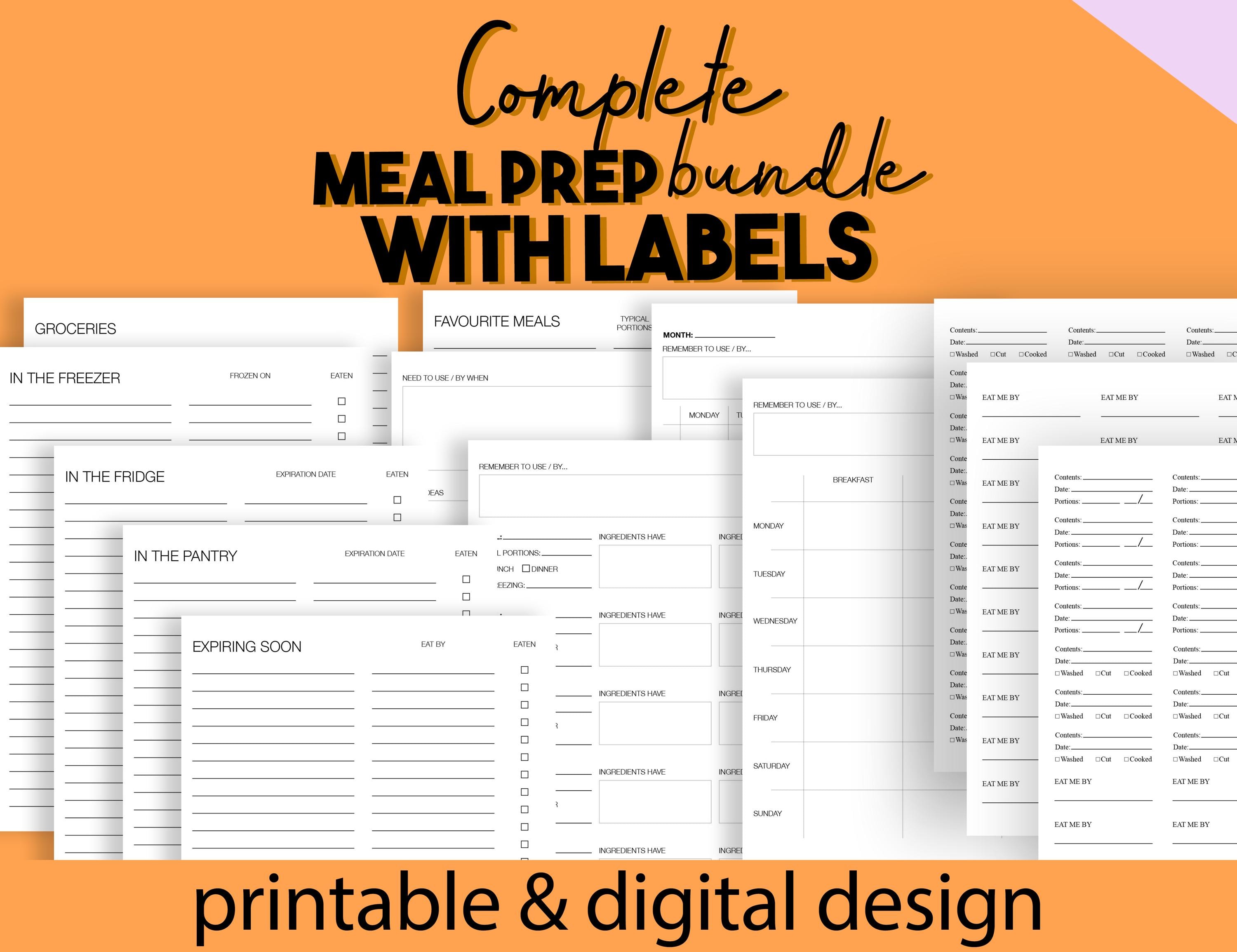 Complete Meal Plan Printable PDF With Labels | Zero Food Waste ...