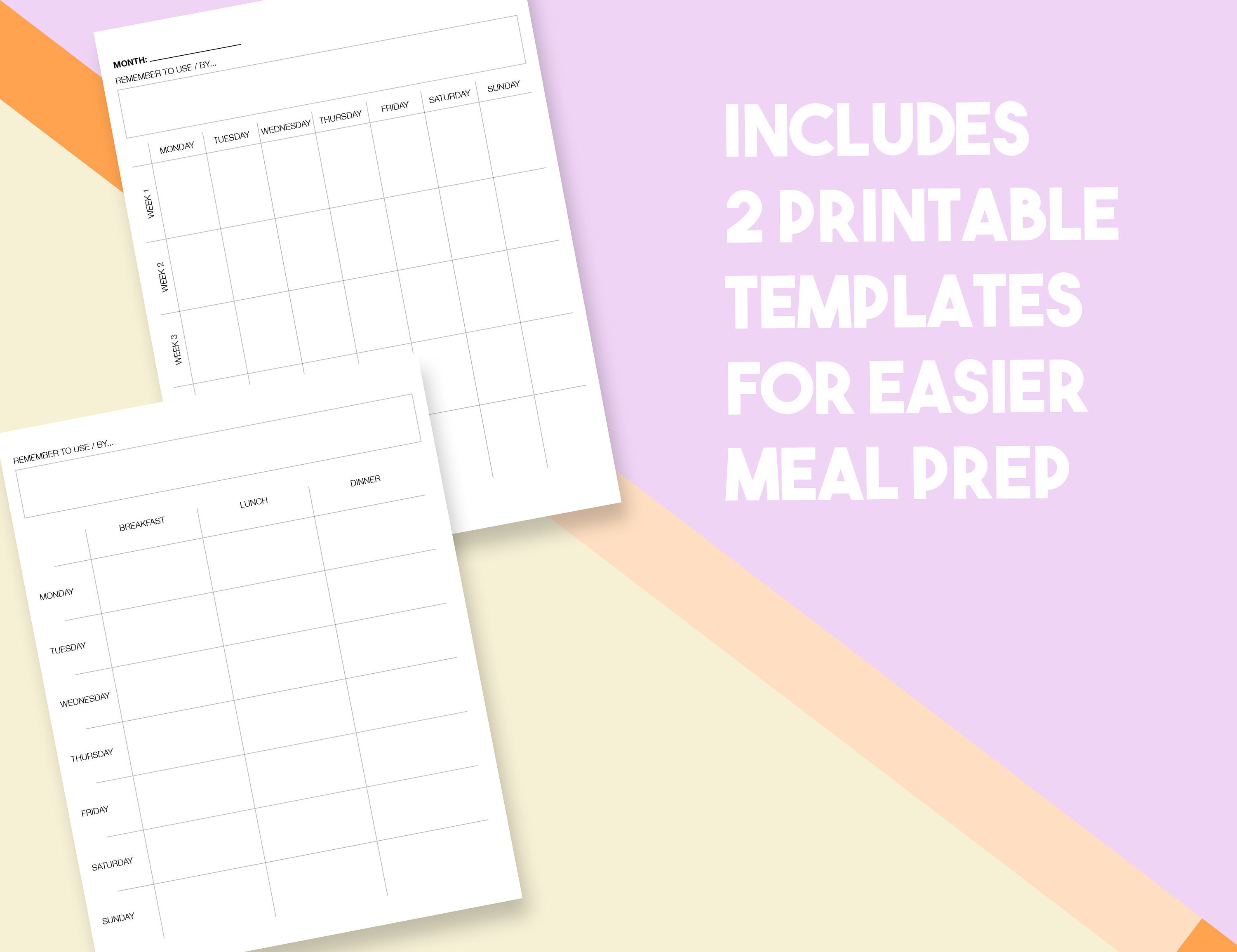 Editable Meal Plan Printable PDF Make Meal Prep Easier Zero Food Waste ...