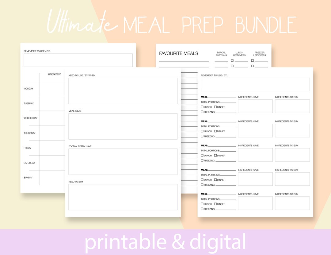 Editable Meal Plan Printable PDF Make Meal Prep Easier Zero Food Waste ...