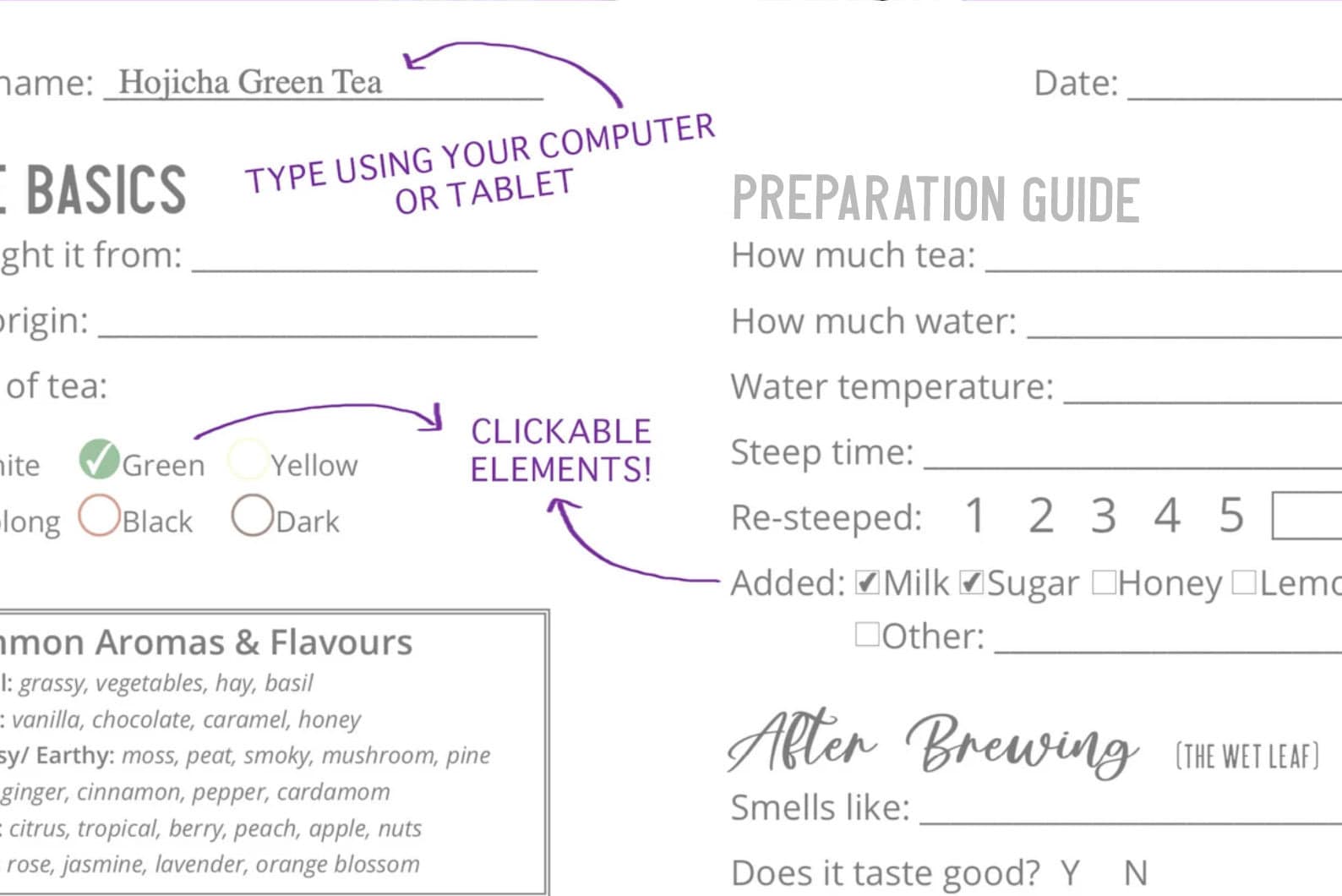 Tea Lovers Printable Bundle: Tea Tasting Journal & Afternoon Tea Party ...