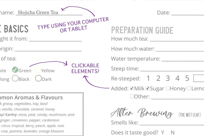 Tea Lovers Printable Bundle: Tea Tasting Journal & Afternoon Tea Party ...