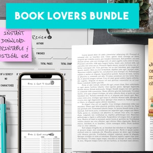 Reading Bundle: Book Review, Tracker, Wish List, Bookmarks (digital ...