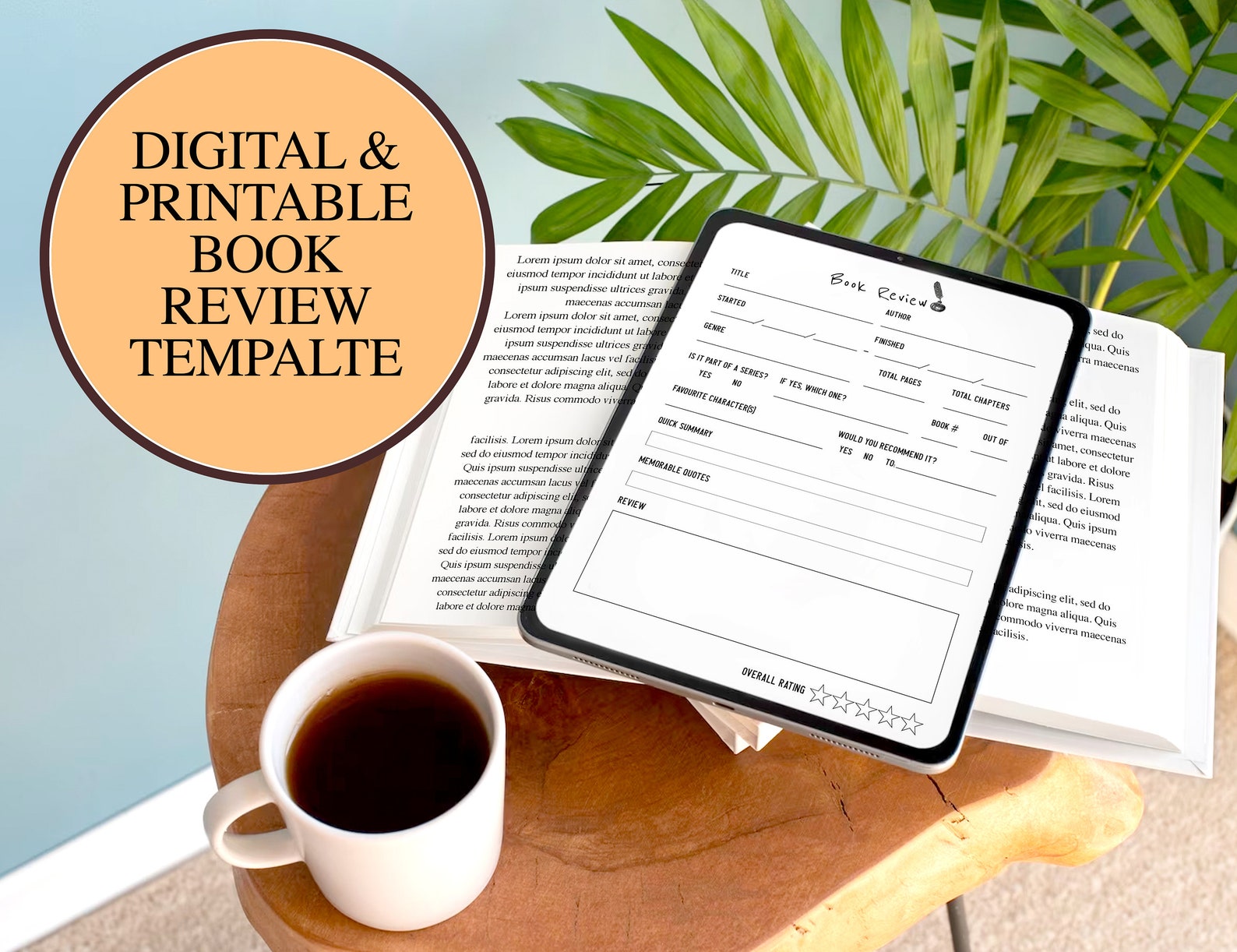 Book Review Template | Printable Reading Journal | Rate Books You Read ...