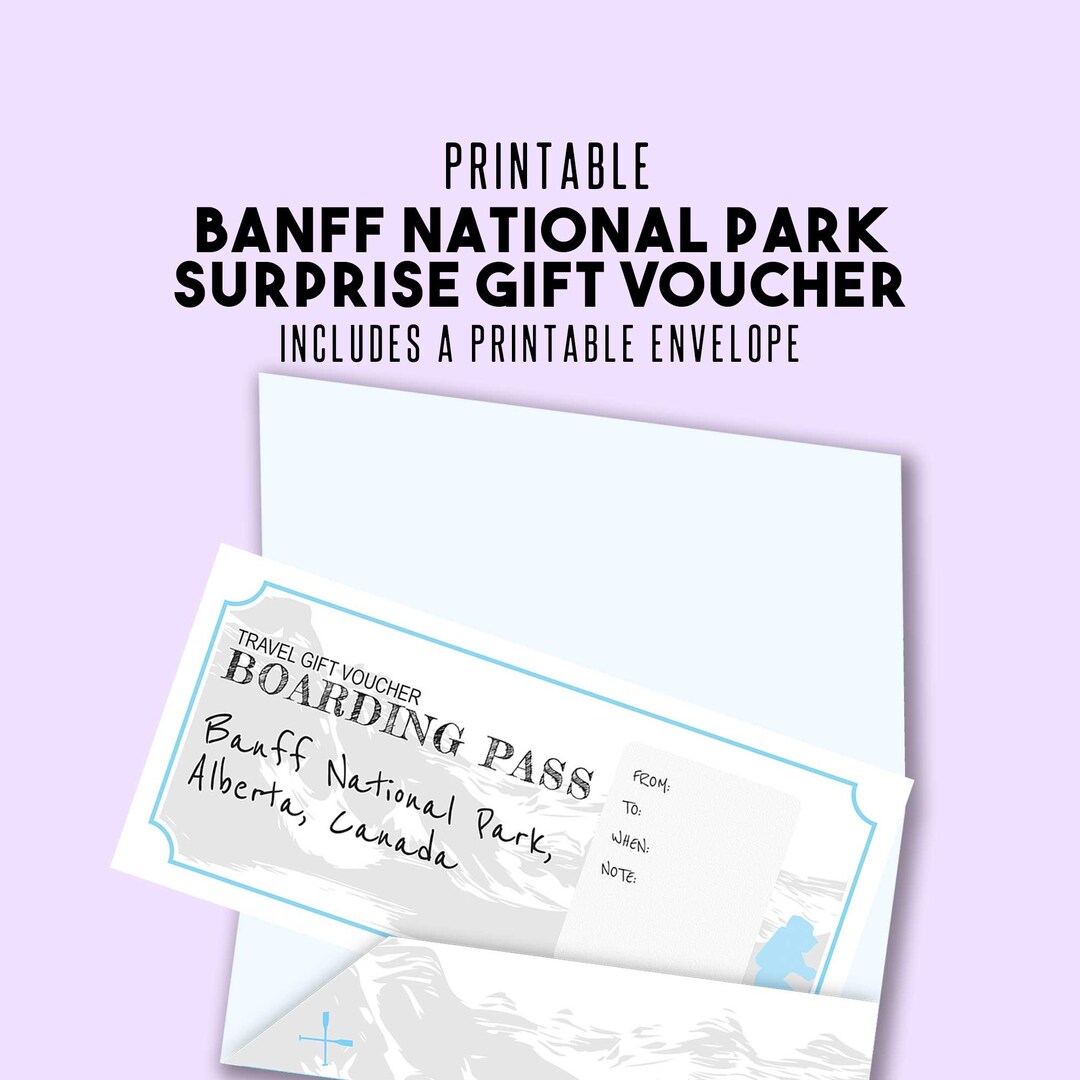 Banff Surprise Trip Voucher: Printable Boarding Pass Gift (PDF & JPG ...