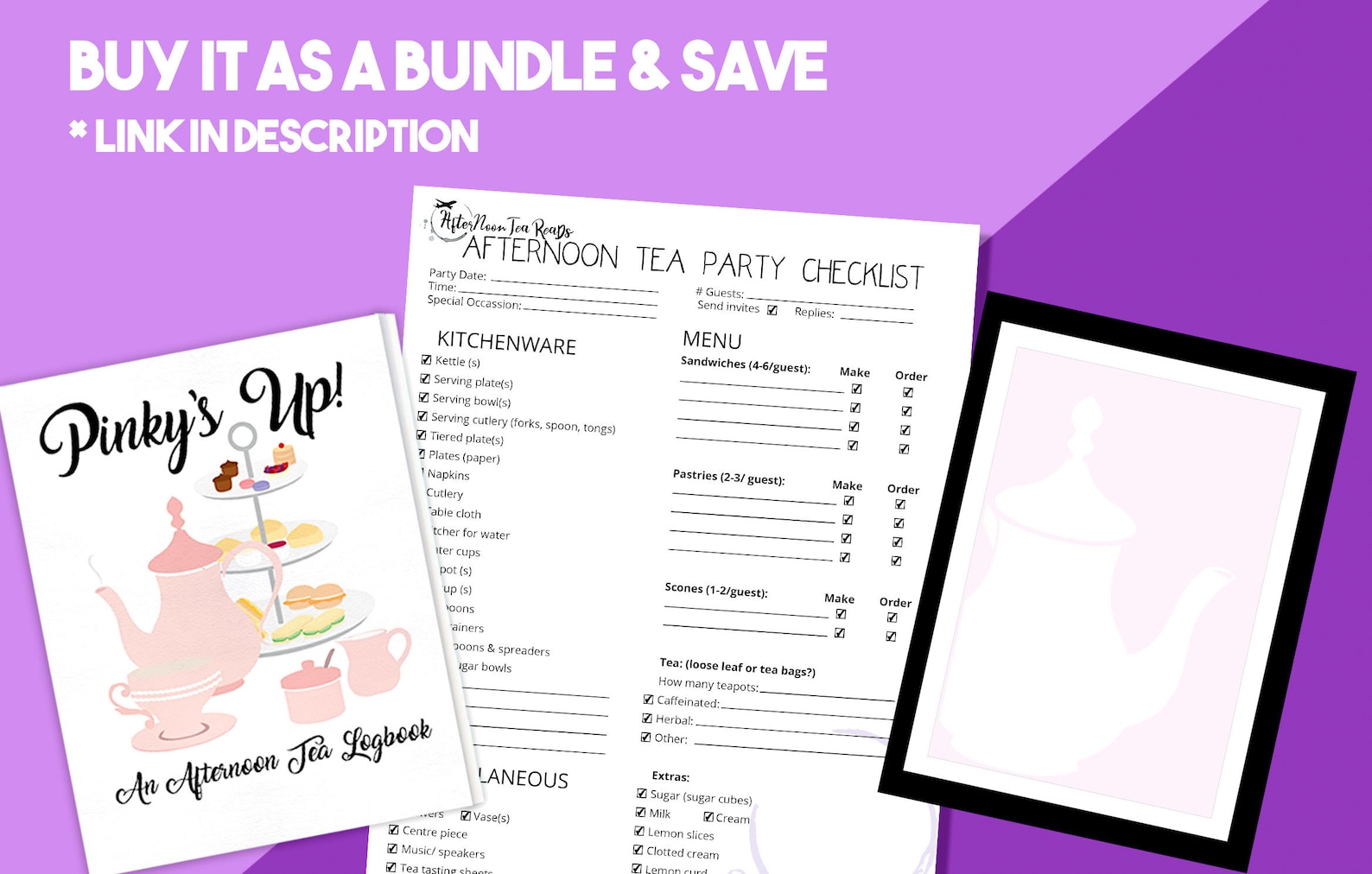 Afternoon Tea Logbook | High Tea Journal | Printable & Digital File ...