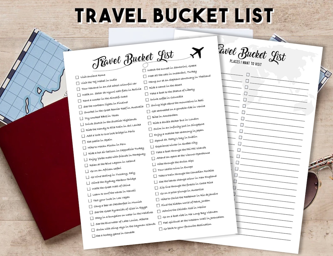 Travel Bucket List Bundle, Blank Templates & Travel Checklists, Travel ...