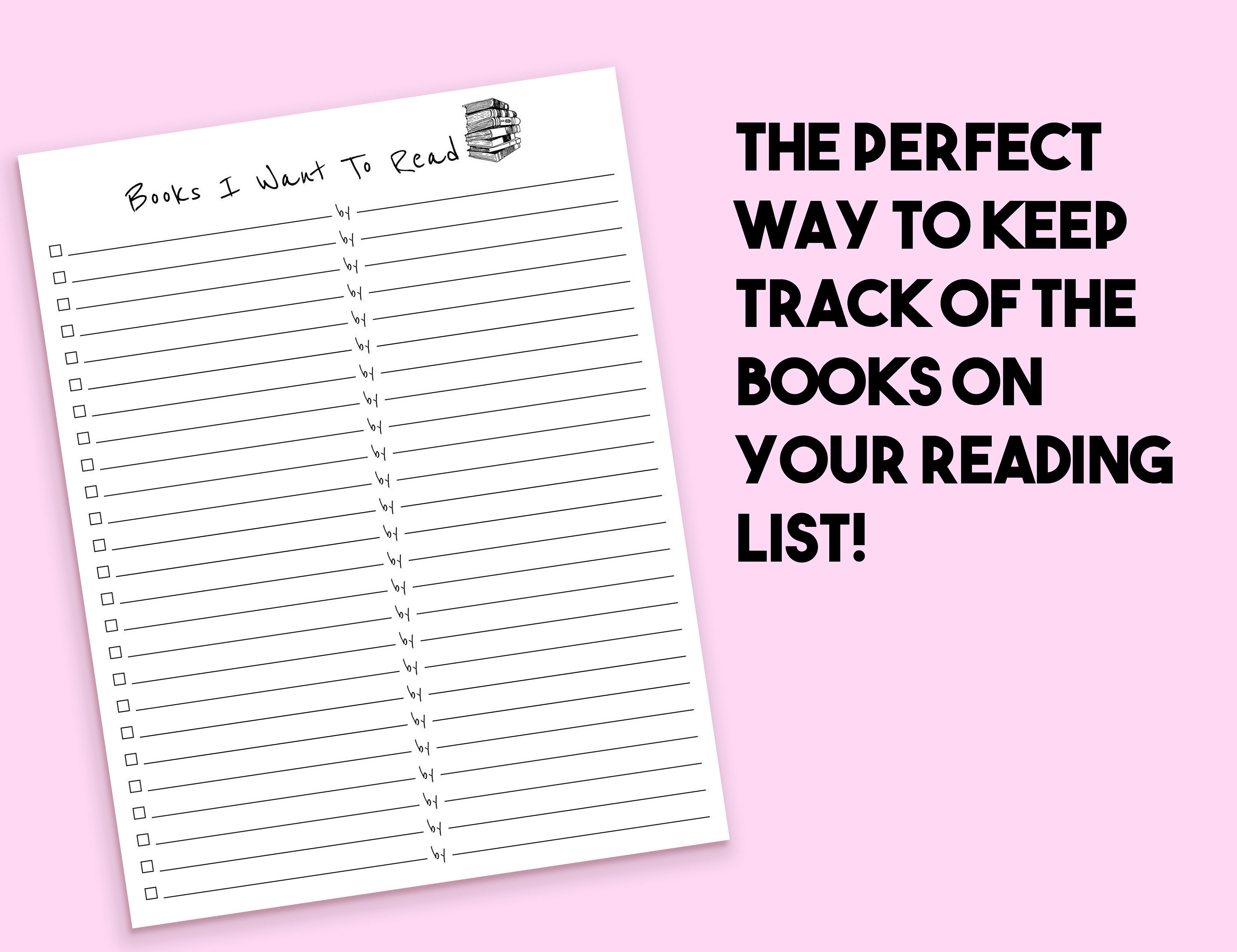 Reading List Checklist: Book Tracker Printable Template (PDF) - Etsy
