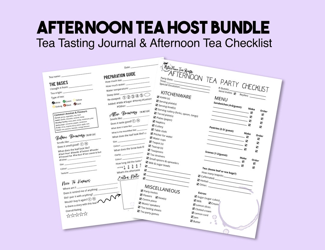 Tea Lovers Printable Bundle: Tea Tasting Journal & Afternoon Tea Party ...