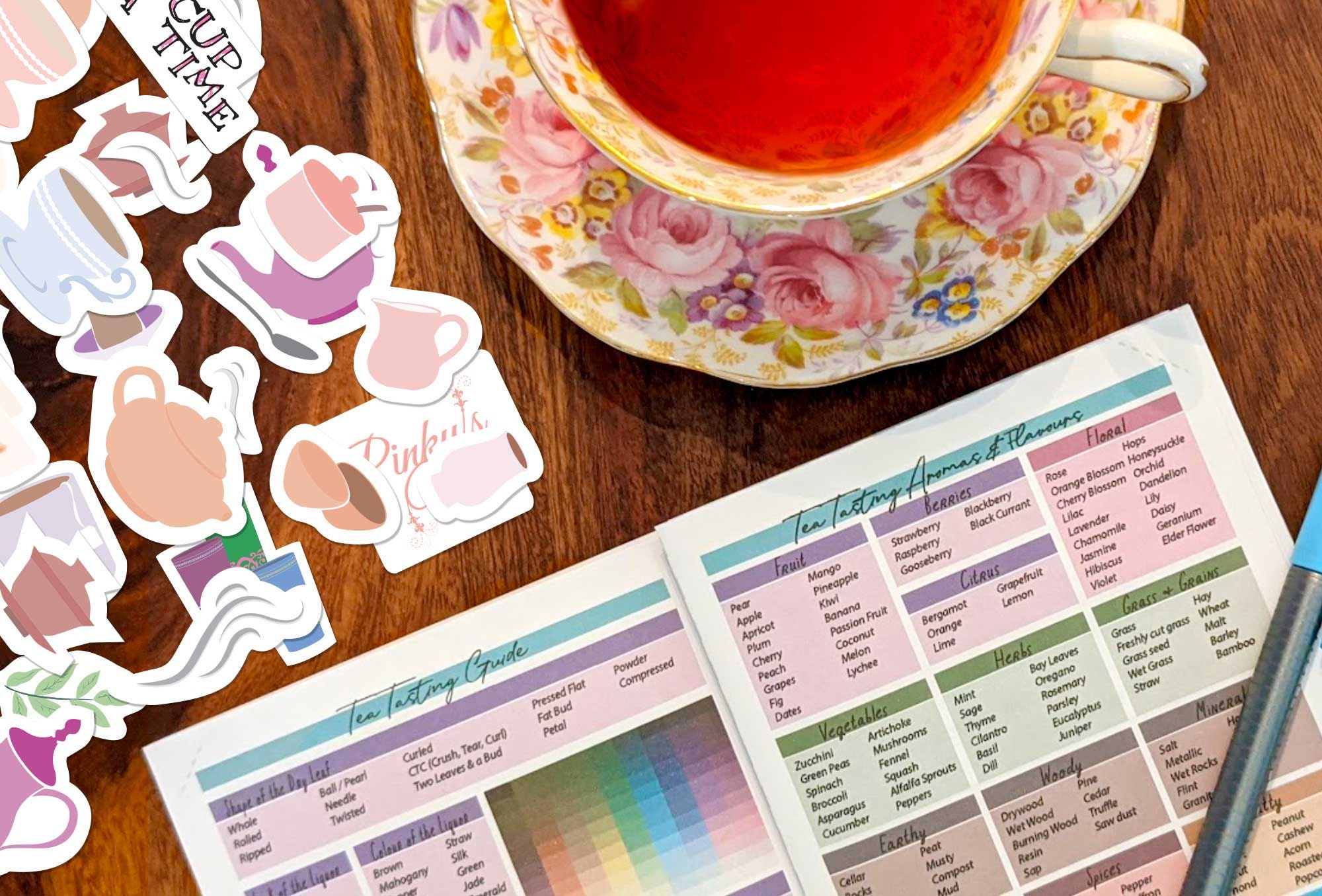 Printable Tea Sticker Sheets 100 Tea Stickers Tea Gift PNG for Cricut ...