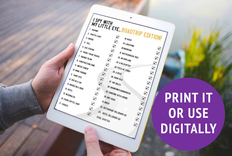 Printable Road Trip I Spy Checklist for Kids | Digital Travel Games for ...