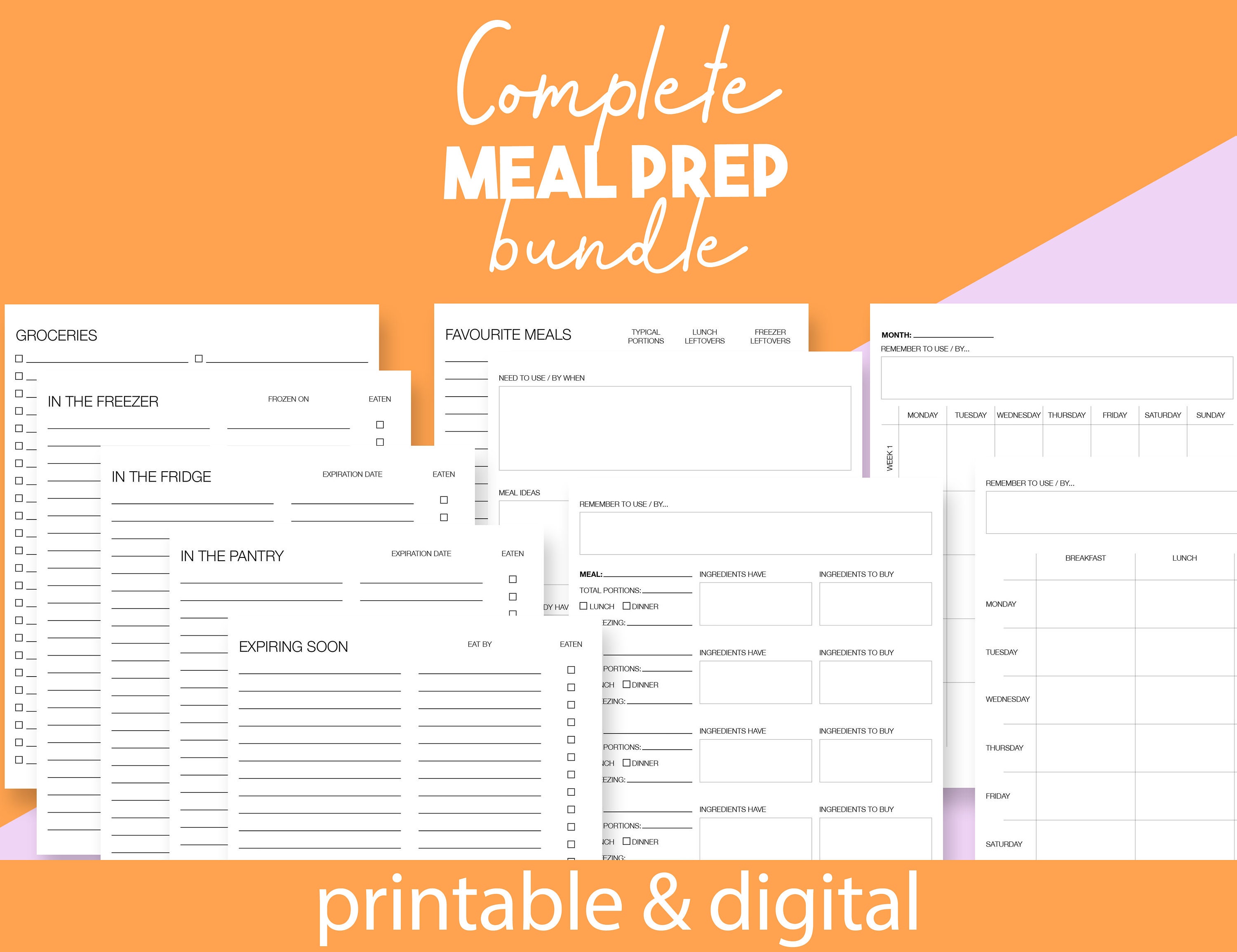Editable Meal Plan Printable PDF | Make Meal Prep Easier | Zero Food ...