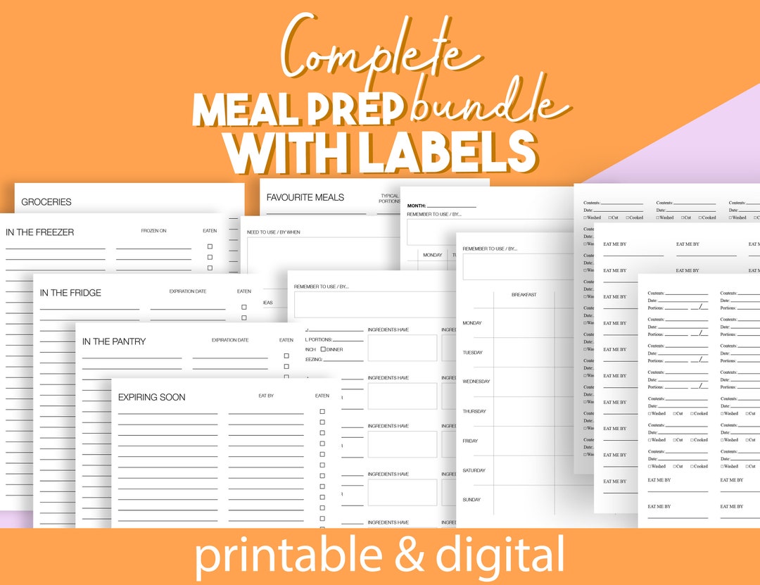 Complete Meal Plan Printable PDF With Labels Zero Food Waste Favourite ...