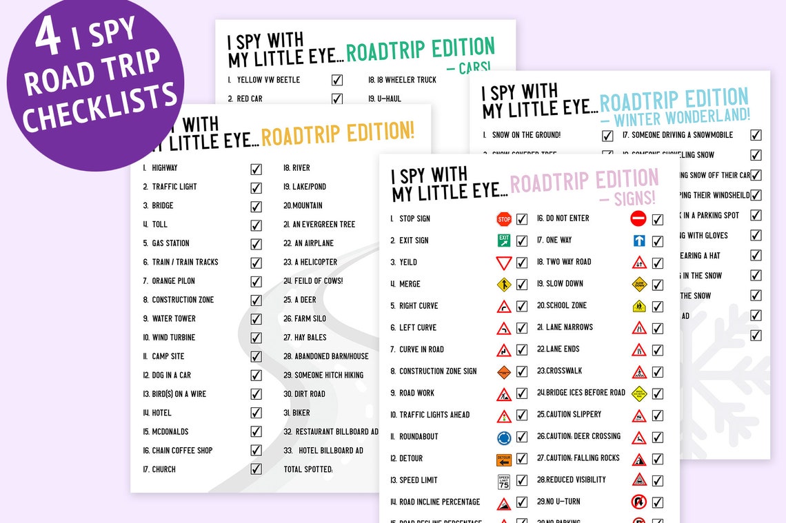 Printable Travel Bundle for Kids: I Spy Checklists - Etsy