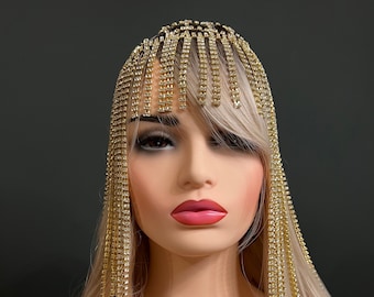 Gold Chain Cleopatra Headpiece, Cleopatra Headpiece, Rhinestone and ...