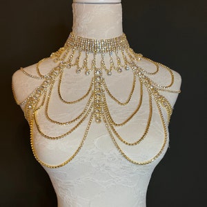 Rhinestone Body Chain, Gold, Silver, Diamanté Costume, Club Wear ...